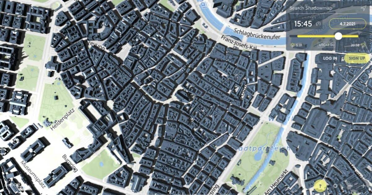 Identify shaded areas with the "Shadowmap" App